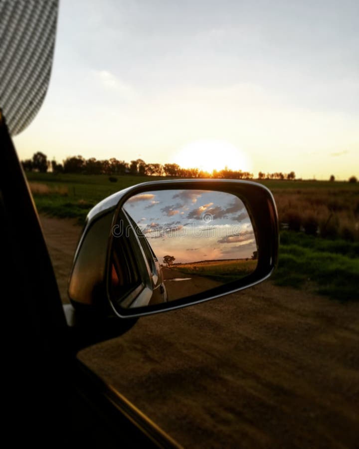 Sunset, Side-view Mirror, Never Looking Back Stock Image - Image of ...