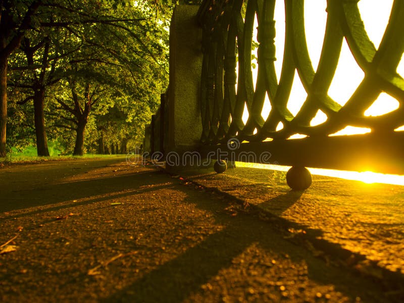 Sunset on the Sidewalk Near Moscow City. Stock Image - Image of clouds ...