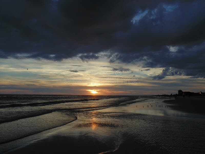 Sunset at Siesta Key Beach, Florida Stock Photo - Image of cloudy ...