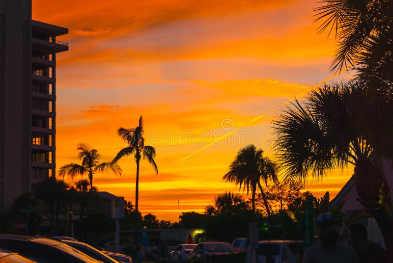 Sunset at Siesta Key Florida Stock Image - Image of landscape, hotel ...