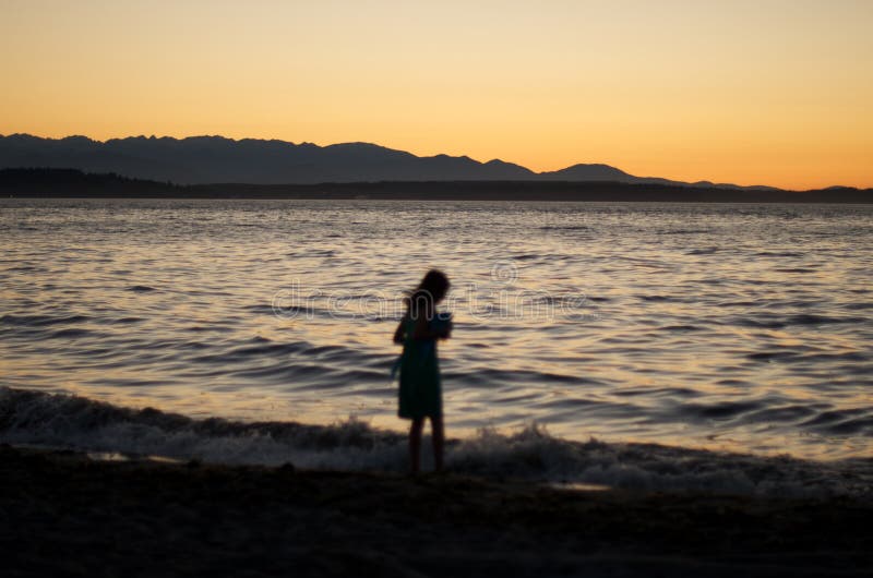 Sunset Silhouette at Alki Baech Stock Photo - Image of alki, ocean ...