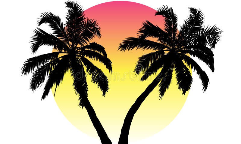 Sunset and Silhouette of Palm Trees Stock Vector - Illustration of ... Sunset and Silhouette of Palm Trees Stock Vector - Illustration of ...