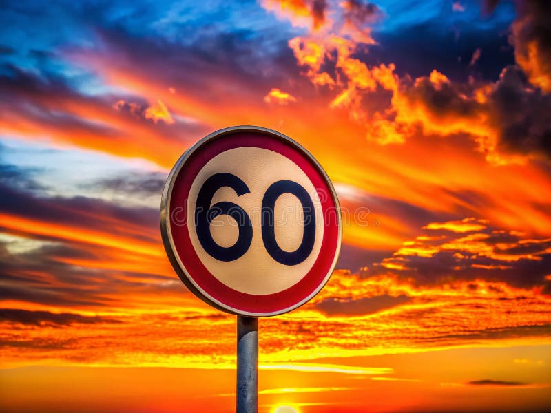 Sunset Silhouette of a Speed Limit 60 Sign a Stunning Printable Traffic ...