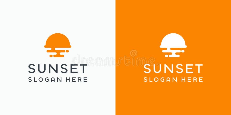 Sunset Silhouette Vector Logo Design with Modern, Simple, Clean and ...