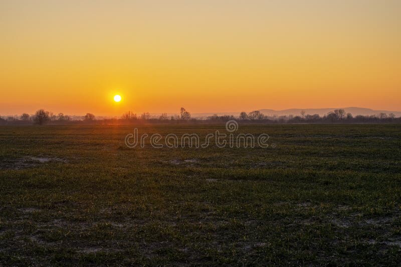 Sunset is a Simple Landscape and Place for Text Cope Space Stock Photo ...