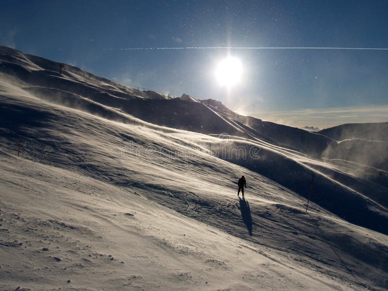Sunset skiing stock photo. Image of mountains, peak, sunset - 6813212