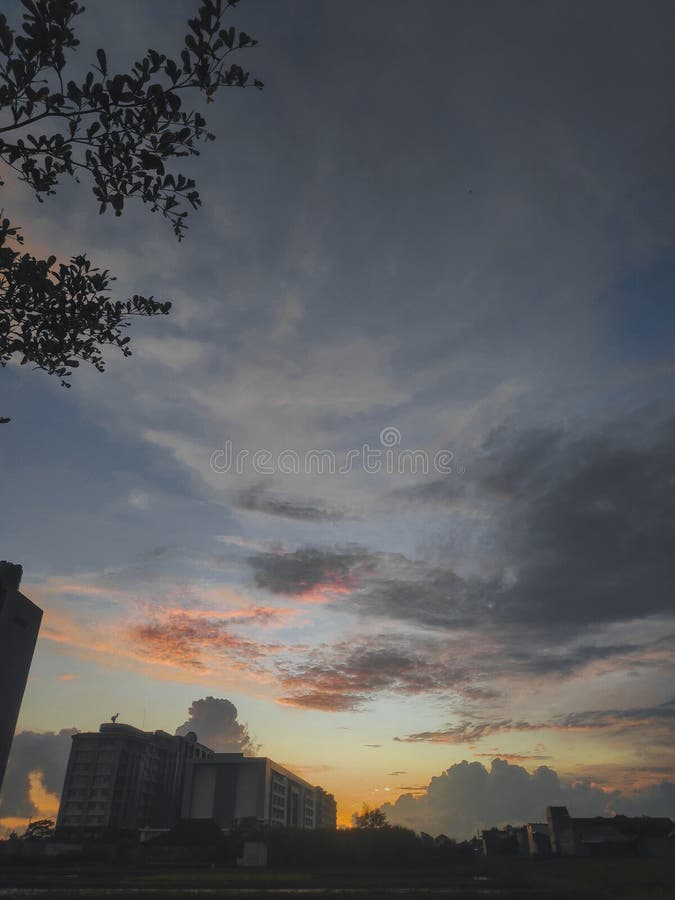 Sunset Sky in Afternoon Behind the Building Stock Photo - Image of ...