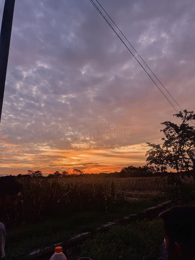 Sunset in the Sky Afternoon Nature Orange Sky Blue Good Stock Photo ...
