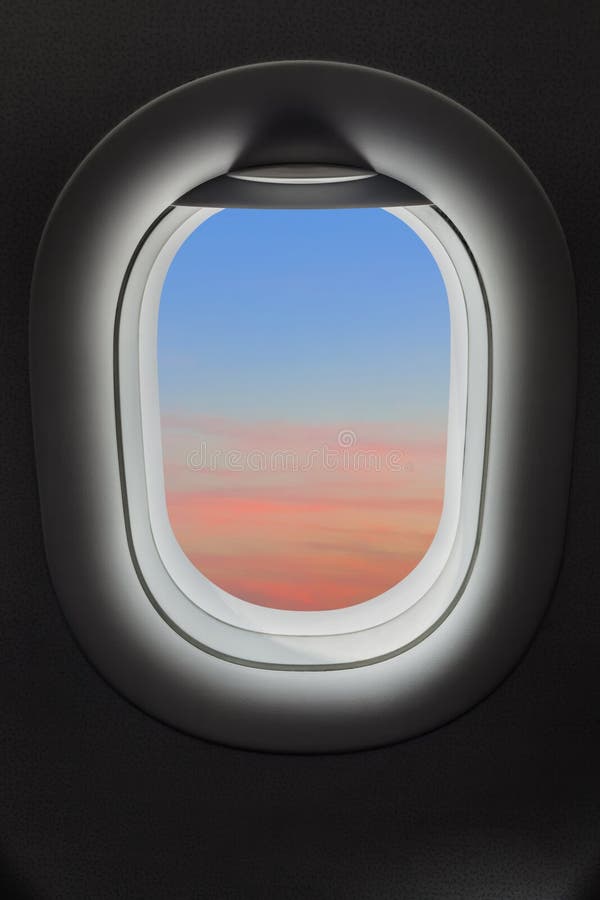 Sunset Sky in Airplane Window Stock Photo - Image of blue, tourism ...