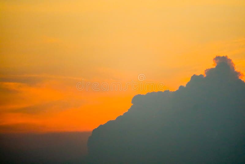 Sunset Sky Back on Dark Silhouette Cloud and Orange of Sun Ray Stock ...
