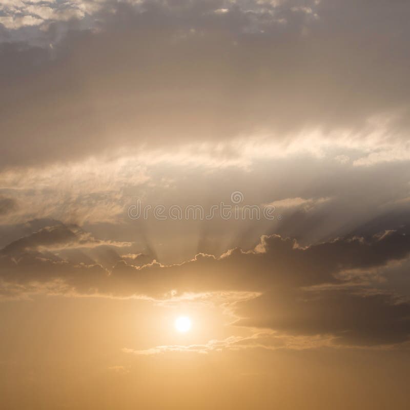 Sunset Sky Background, Light Rays of Sunbeam Stock Photo - Image of ...