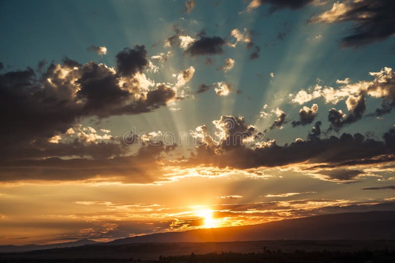 Sunset with light beam stock image. Image of color, shine - 50250513