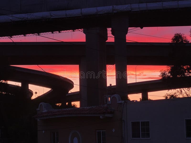 Sunset Sky Behind Bridge on Ramp Stock Image - Image of stage, bridge ...