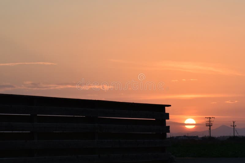 Sunset Sky Behind a House. Country Side View. Stock Image - Image of ...