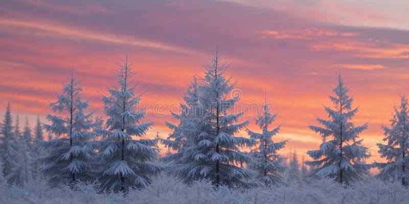 Sunset Sky Behind Snow Covered Pine Trees. Stock Image - Image of sonnenuntergang, covered ...
