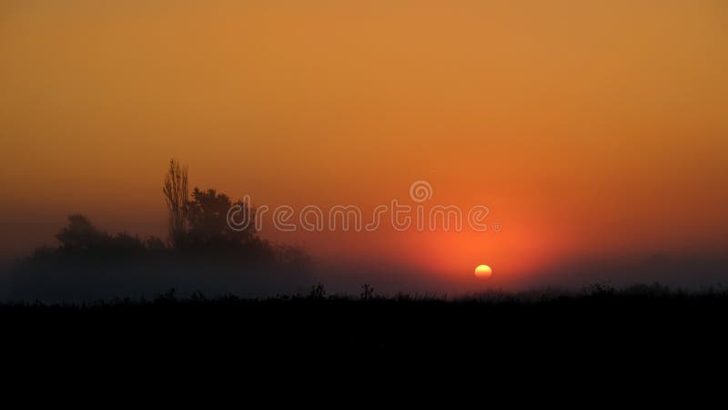 Sunset Sky with Bright Red Horizon Stock Image - Image of space, nature ...