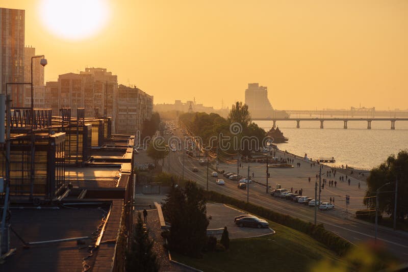 Sunset Sky with City in the Shadow Background Stock Photo - Image of ...