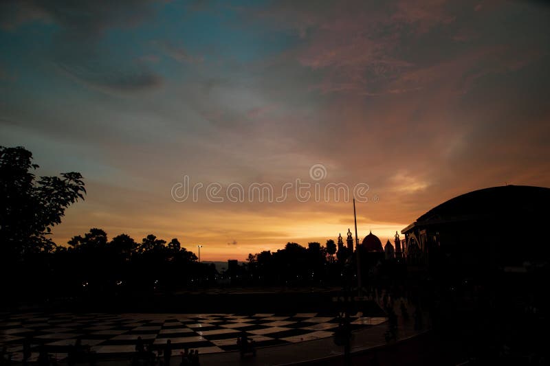 Sunset Sky Cloud on Twilight at the Merdeka Square, Sukabumi City Stock ...