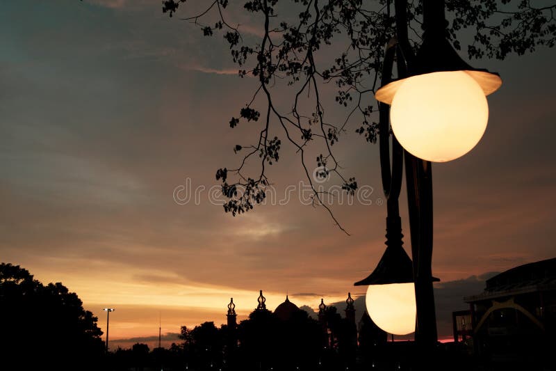 Sunset Sky Cloud on Twilight at the Merdeka Square, Sukabumi City Stock ...