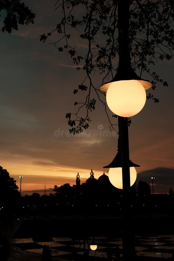 Sunset Sky Cloud on Twilight at the Merdeka Square, Sukabumi City Stock ...