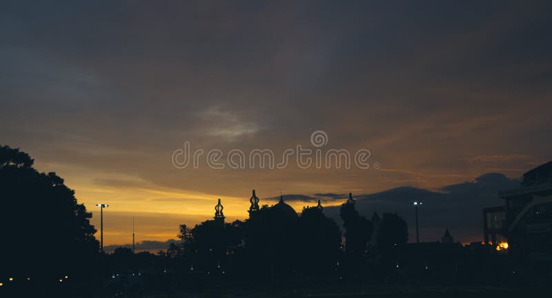 Sunset Sky Cloud on Twilight at the Merdeka Square, Sukabumi City Stock ...