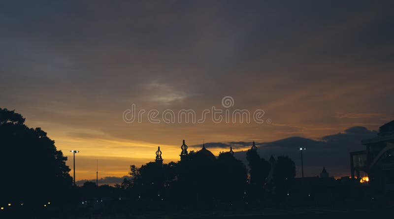 Sunset Sky Cloud on Twilight at the Merdeka Square, Sukabumi City Stock ...