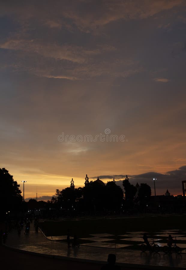 Sunset Sky Cloud on Twilight at the Merdeka Square, Sukabumi City Stock ...