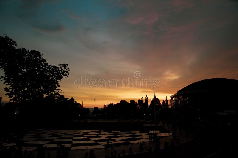 Sunset Sky Cloud on Twilight at the Merdeka Square, Sukabumi City Stock ...
