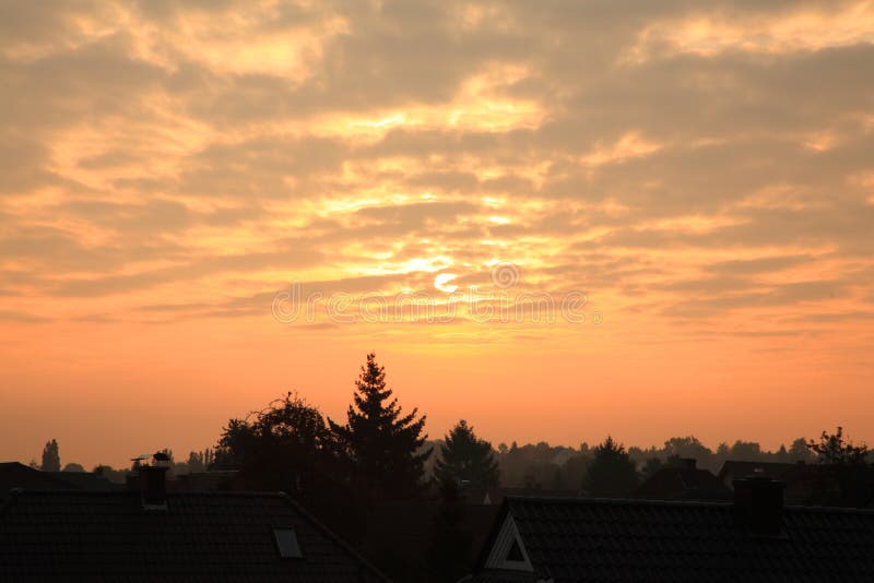 Sun over a house stock photo. Image of house, grase, left - 99911602