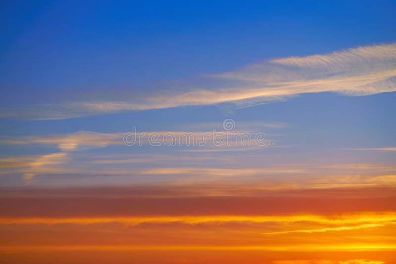 Sunset Sky Clouds Orange and Blue Stock Image - Image of fall, cloudy ...