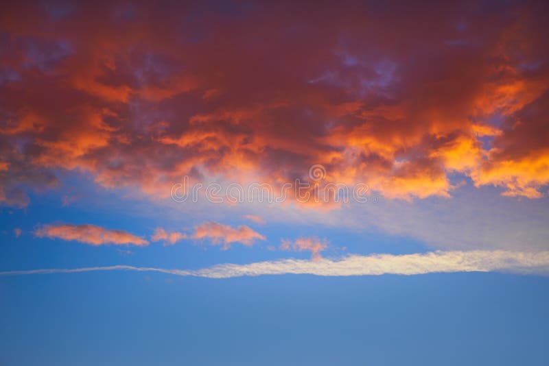 Sunset Sky Clouds Orange and Blue Stock Photo - Image of fall, high ...
