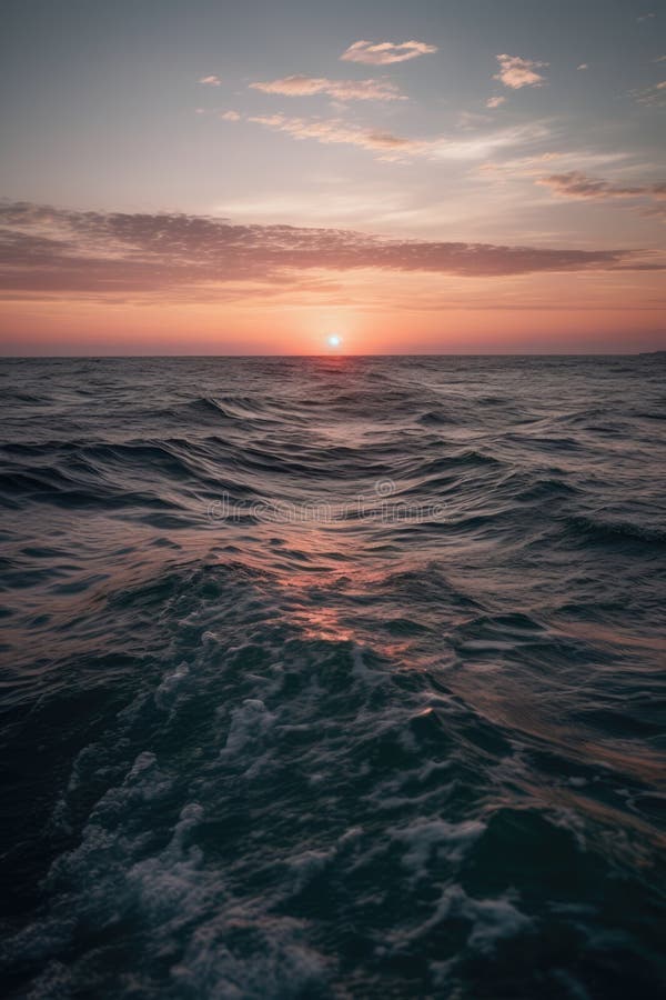 Sunset Sky with Clouds Over Ocean, Created Using Generative Ai ...