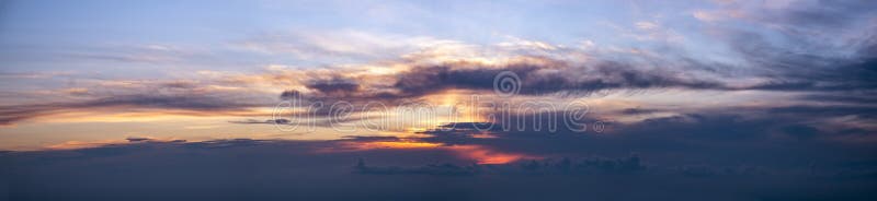 Sunset Sky with Clouds Panorama Stock Image - Image of picturesque ...