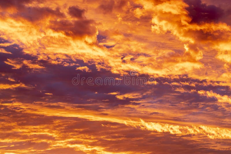 Sunset Sky with Clouds, Sunset Sky Photo with Multicolored Bright ...