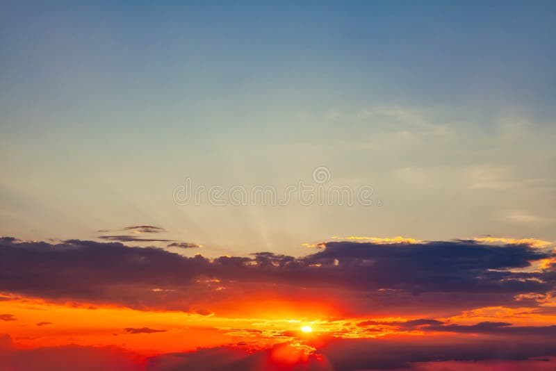 Sunset Sky with Clouds and Sun Rays Stock Photo - Image of heavenly ...