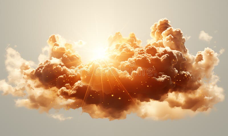 Sunset Sky with Clouds and Sun Rays. 3d Rendering. Stock Illustration ...