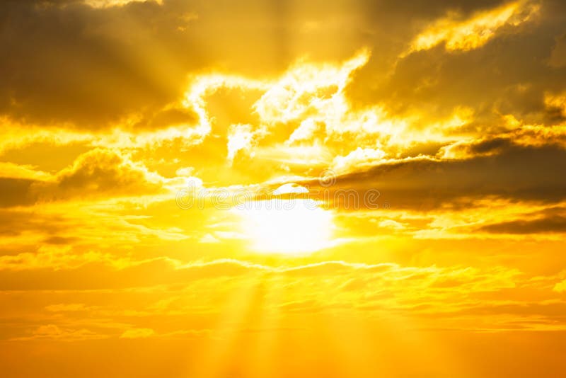 Sunset Sky with Sunset Clouds and Sun Rays Stock Image - Image of ...