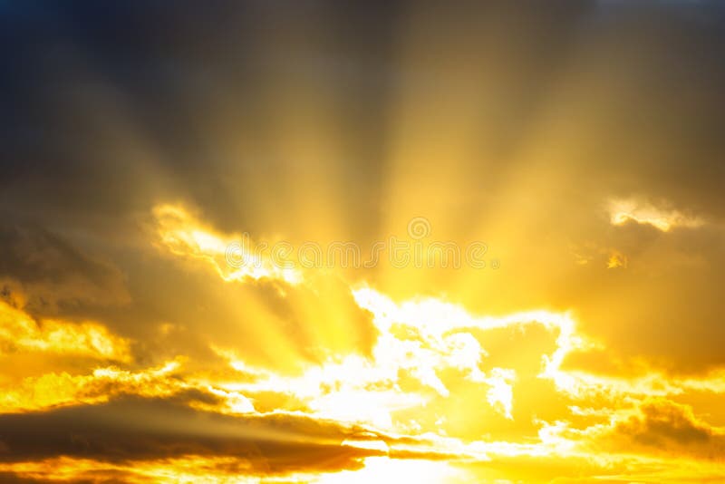 Sunset Sky with Sunset Clouds and Sun Rays Stock Photo - Image of ...