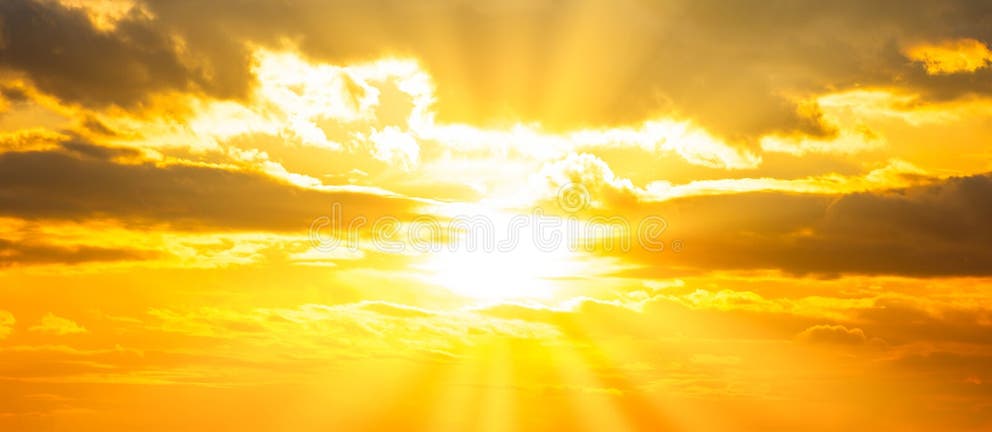 Sunset Sky with Sunset Clouds and Sun Rays Stock Photo - Image of ...