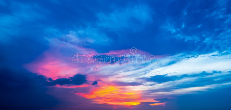 Twilight Sky with Sunset Light Effected on Clouds and Silhouett of ...