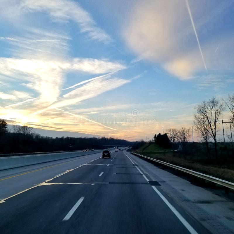 Very Dramatic Sunset Pictures Driving Stock Photo - Image of sunset ...