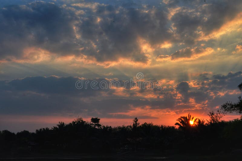 Sunset and sky could stock photo. Image of bright, horizon - 138872686