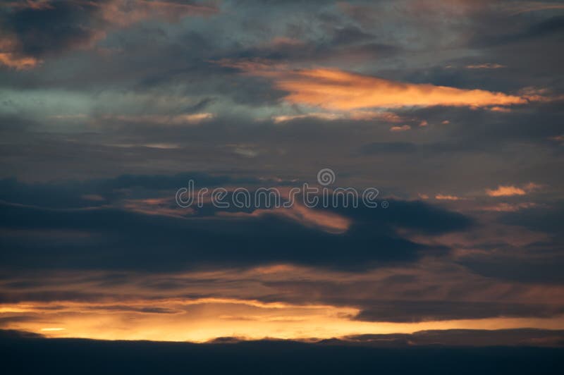 Sunset Sky with Dark and Orange Clouds Stock Image - Image of summer ...