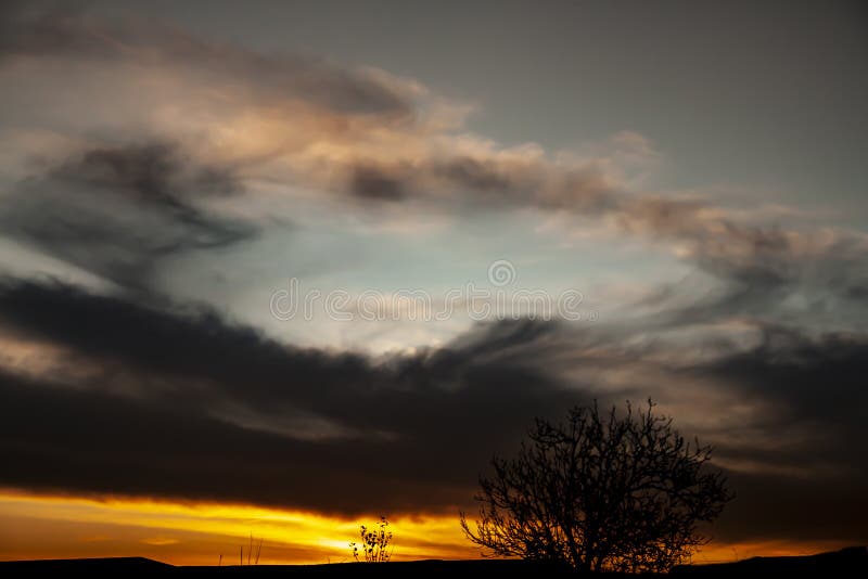 Sunset Sky. Dramatic Cloudy Golden Blue Sunrise Stock Image - Image of ...