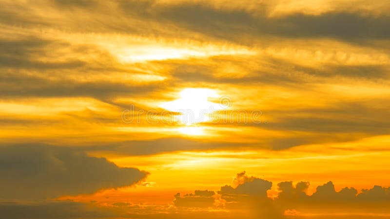 Sunset Sky Dramatic or Golden Orange Tone. Stock Photo - Image of sunny ...