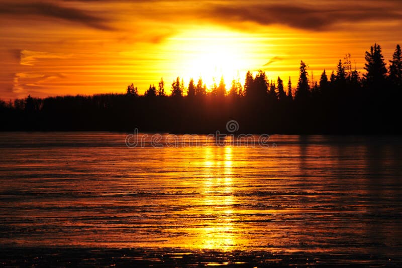 Sunset sky and ice lake stock photo. Image of clouds, garish - 7331706