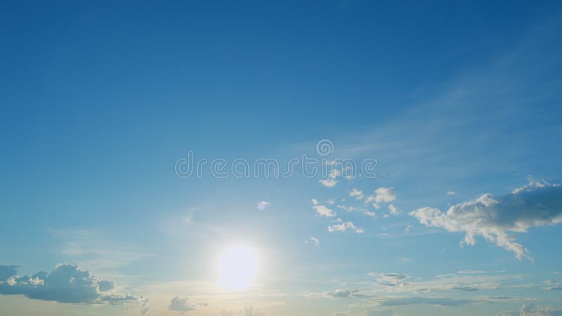 Sunset Sky Natural Background. Big Bright Sun Moves Down on the Horizon ...