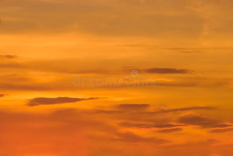 Sunset Sky Orange Color Clouds Background Nature in the Evening Summer ...