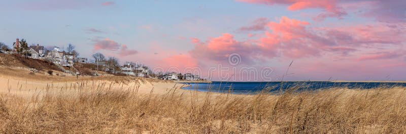 Sunset Sky Over Chatham Lighthouse Beach in Winter Stock Photo - Image ...