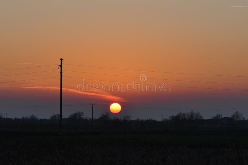 Sunset Sky Over the Village Stock Image - Image of travel, dusk: 104556121